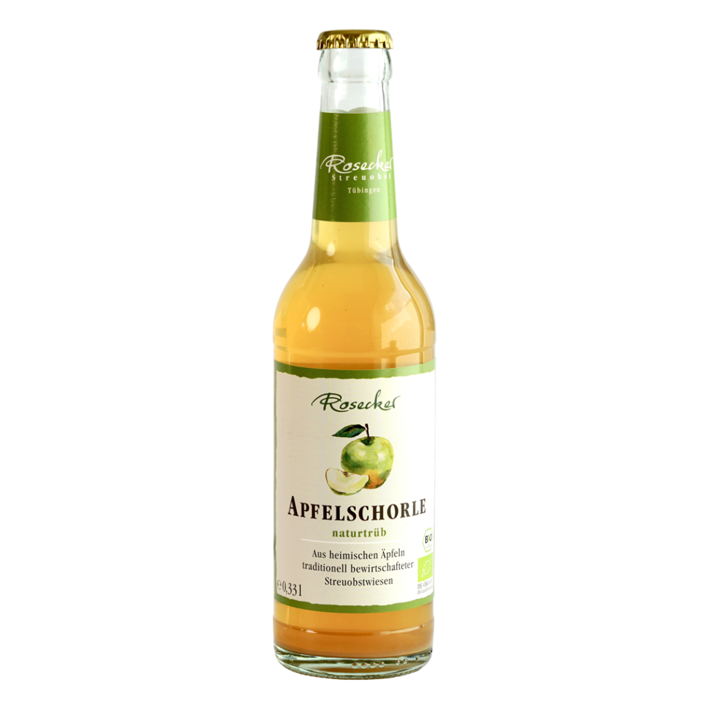 Apfelschorle naturtrüb bio 0,33L – Rosecker Streuobst